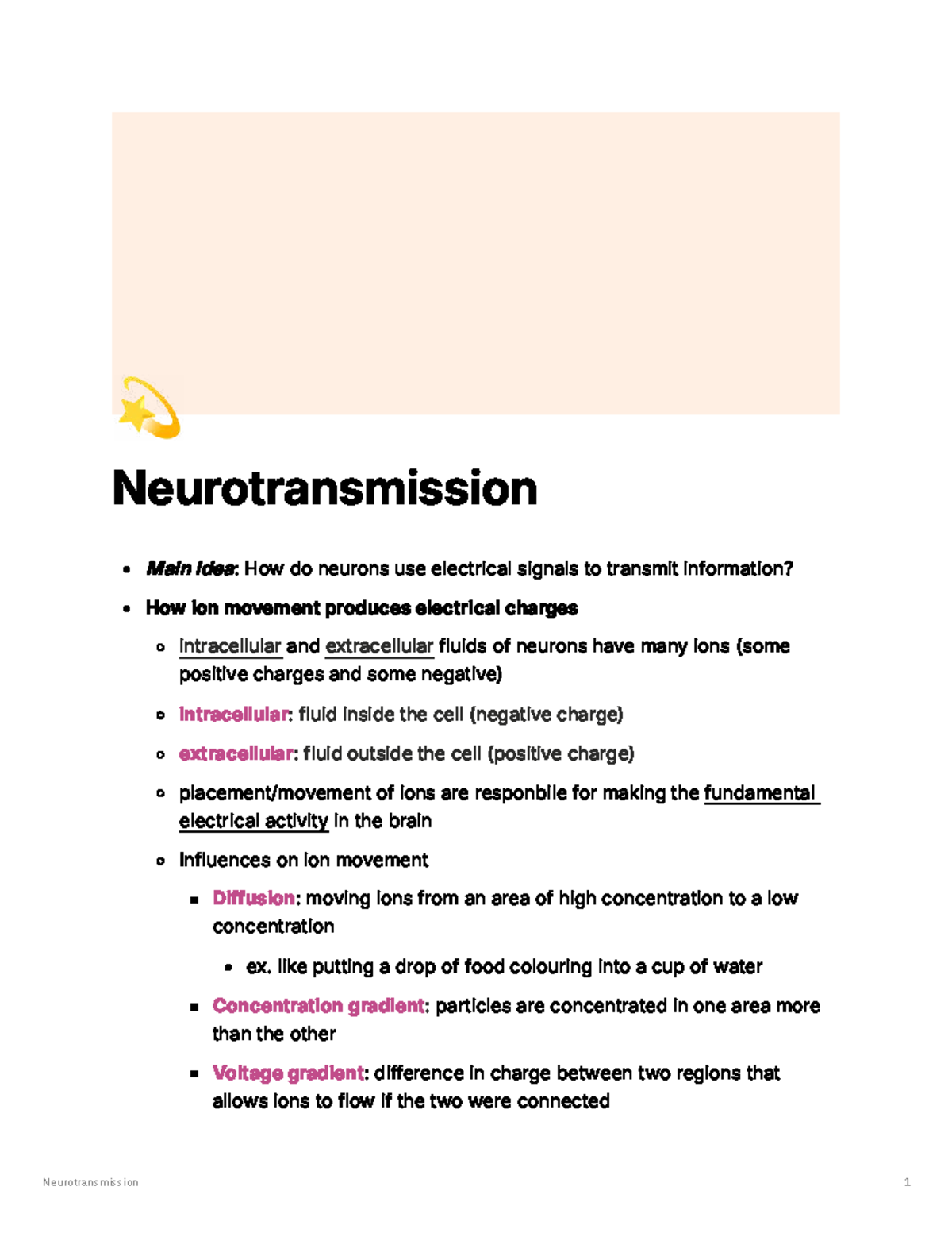 PSY 2301 Lecture Notes on Neurotransmission Mechanisms - Studocu