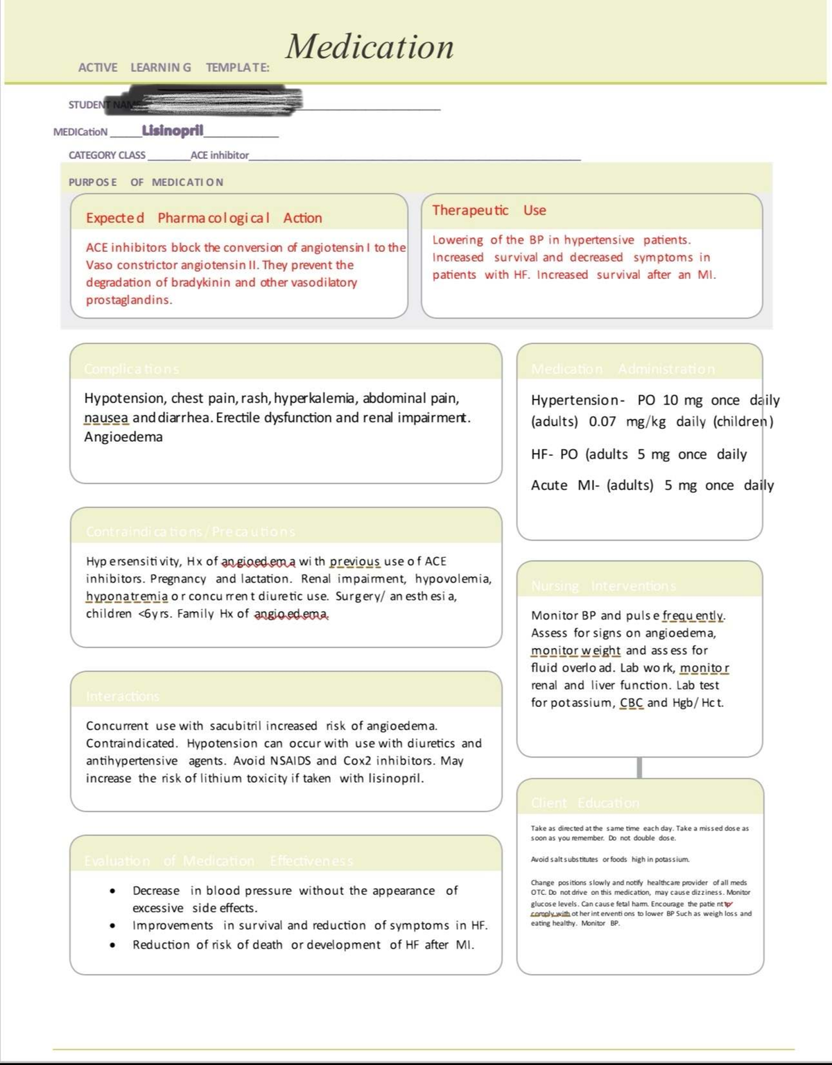 Lisinopril Medication Template: Active Learning for ACE Inhibitors ...