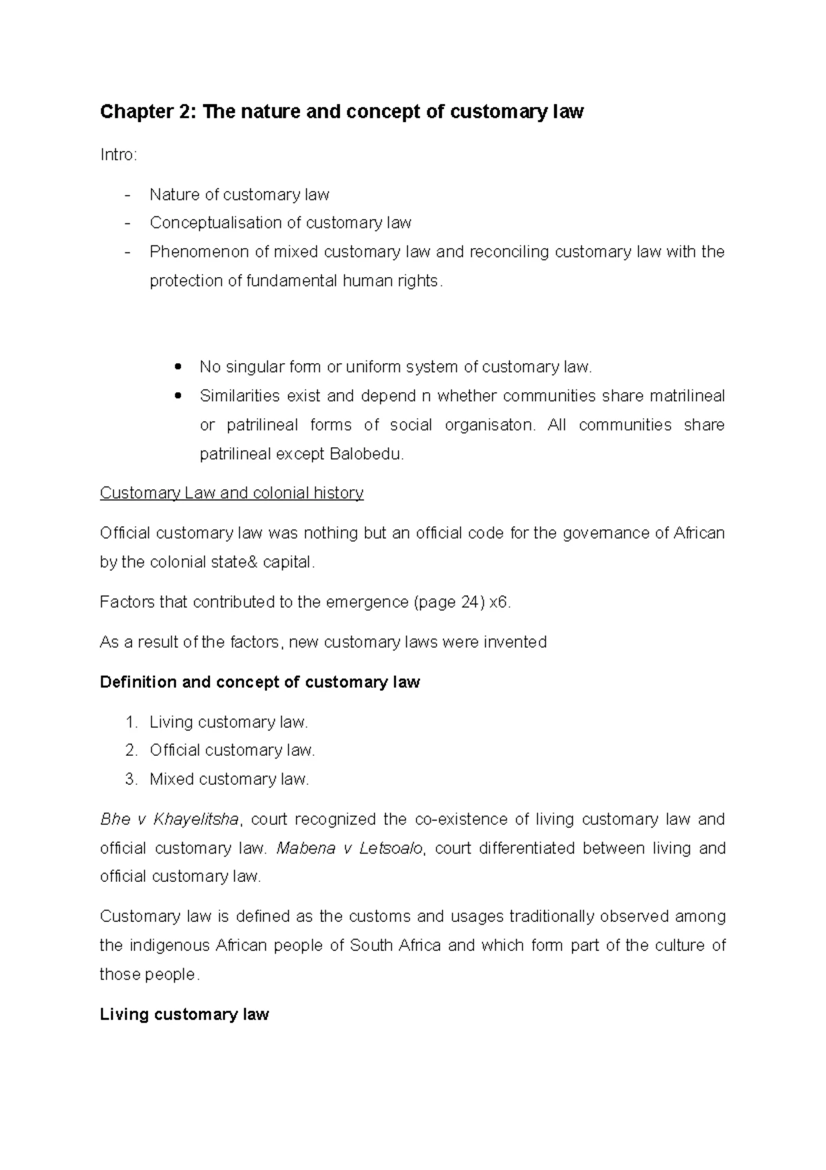 Customary Law. Summary - Chapter 2: The nature and concept of customary ...