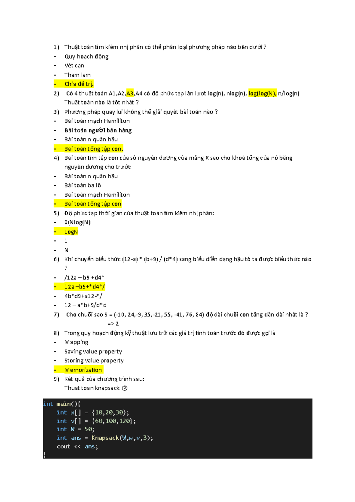 ĐÈ-CƯƠNG- Pttktt final - Thu t toán tm kiếếm nh phân có thậ ị ể phân lo i phạ ương pháp nào bến ...