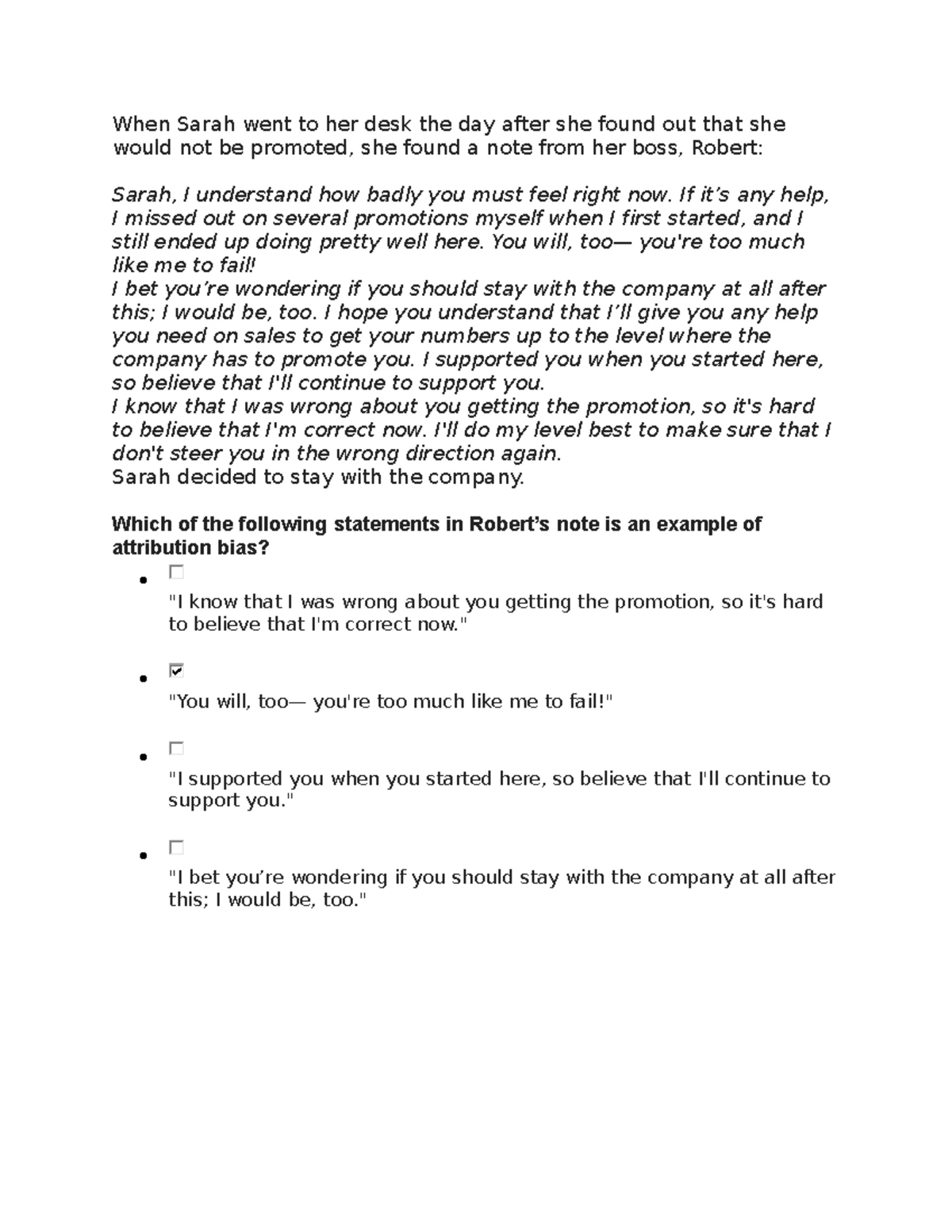 Unit 2 Challenge 2.3 Conflict Resolution Sophia Learning - Sarah and ...