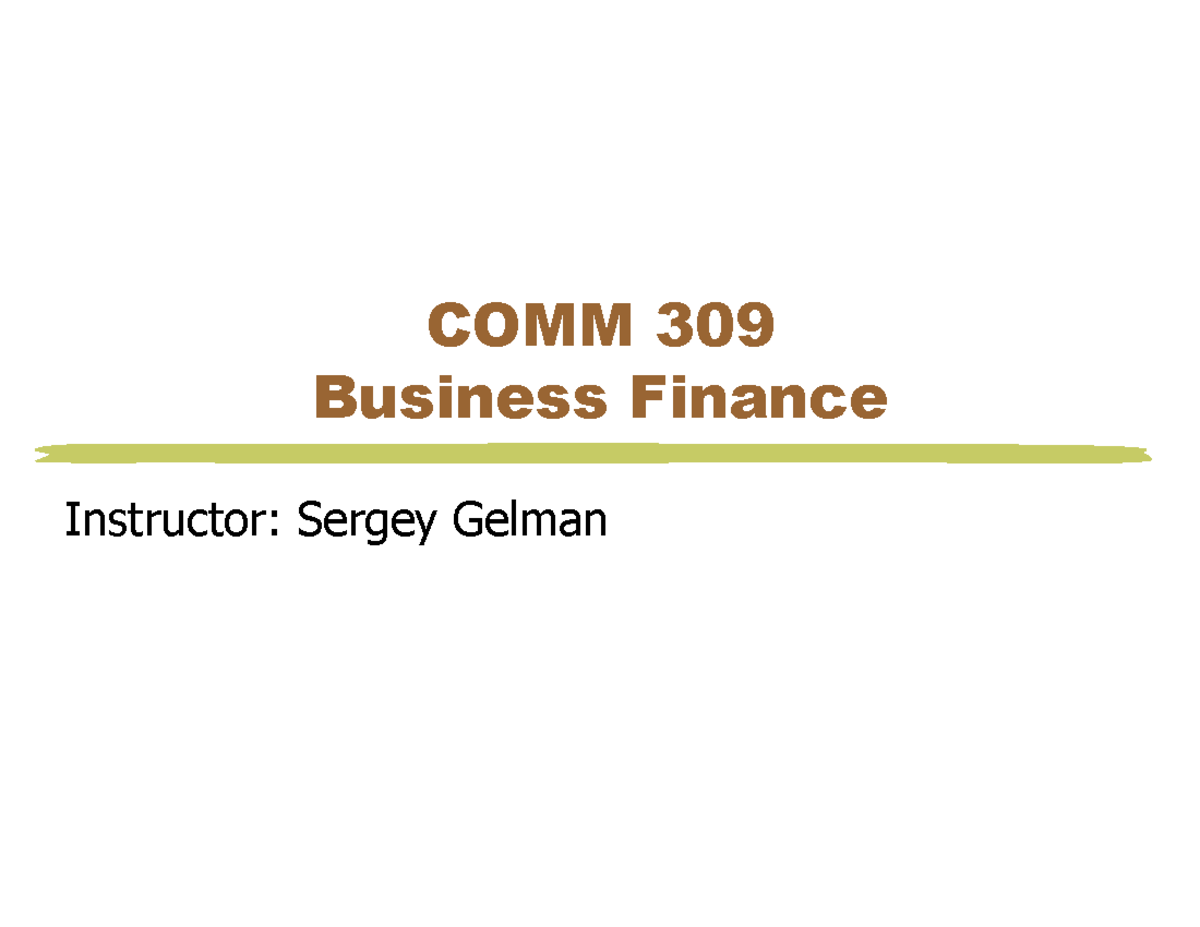 COMM 309 Lecture 9: CAPM and Cost of Capital Insights - Studocu