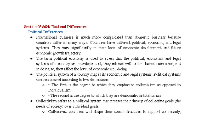 Section 03&04 - National & Cultural Differences in International ...