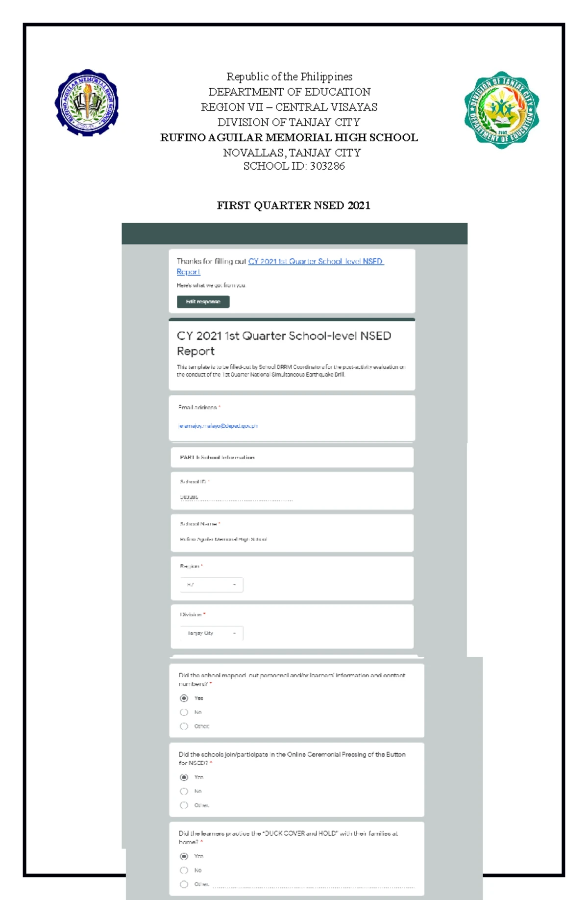 3rd Quarter NSED - Narrative Report - Republic of the Philippines ...