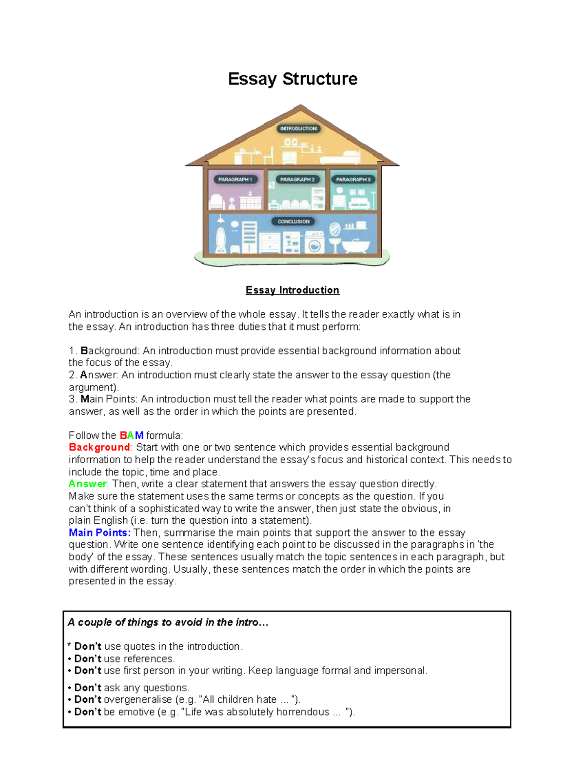 [ENG101] Essay Writing Structure: Introduction, Body & Conclusion - Studocu