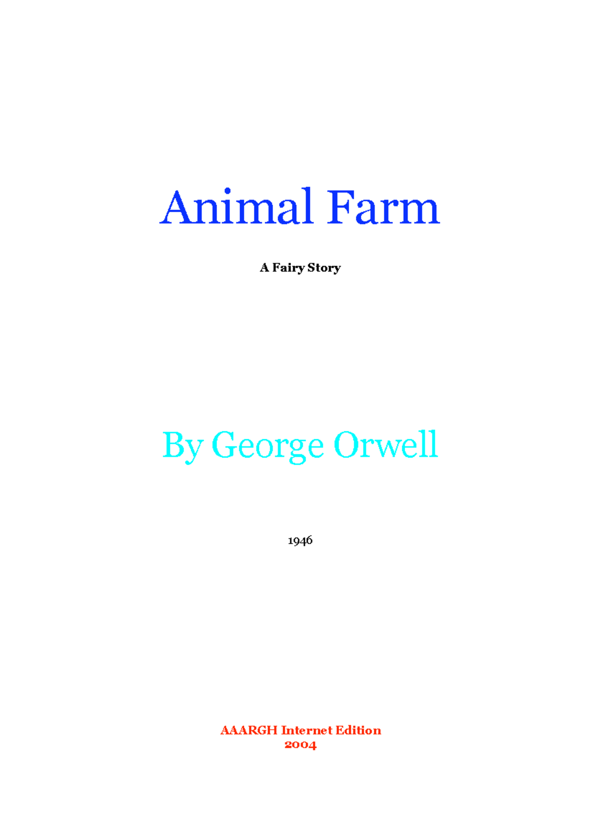 Animal Farm - George Orwell: A Critical Analysis and Summary - Studocu