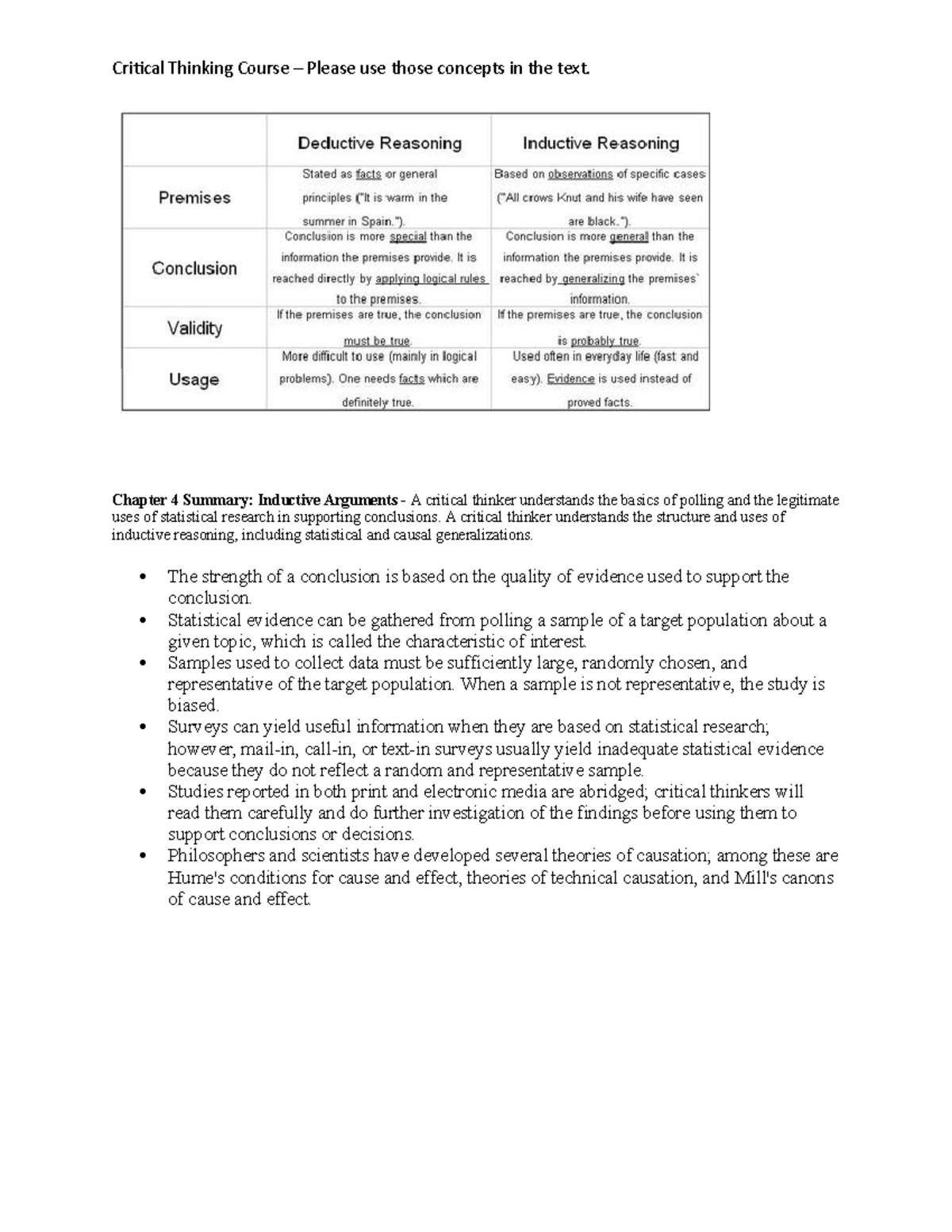 Criticial Thinking Chapter 4 - Critical Thinking Course Please use ...