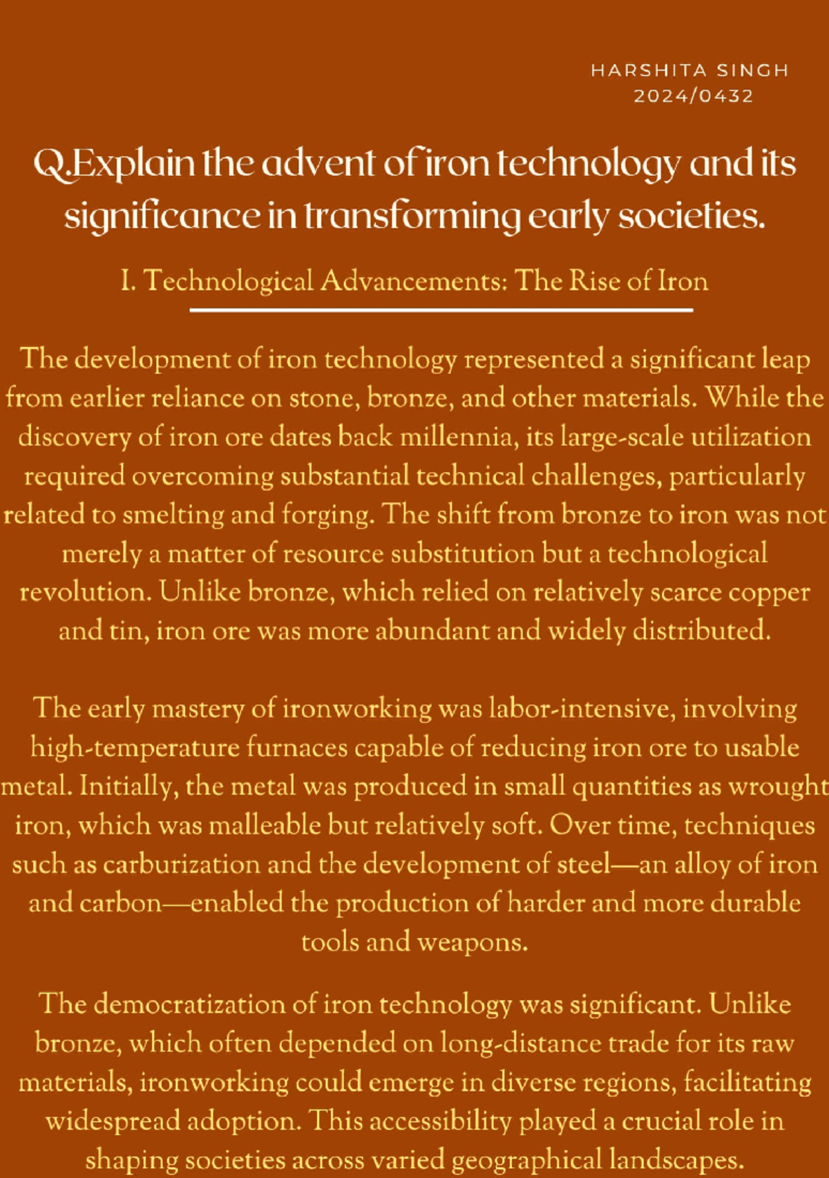 Iron age - Advent of iron technology and its significance in ...