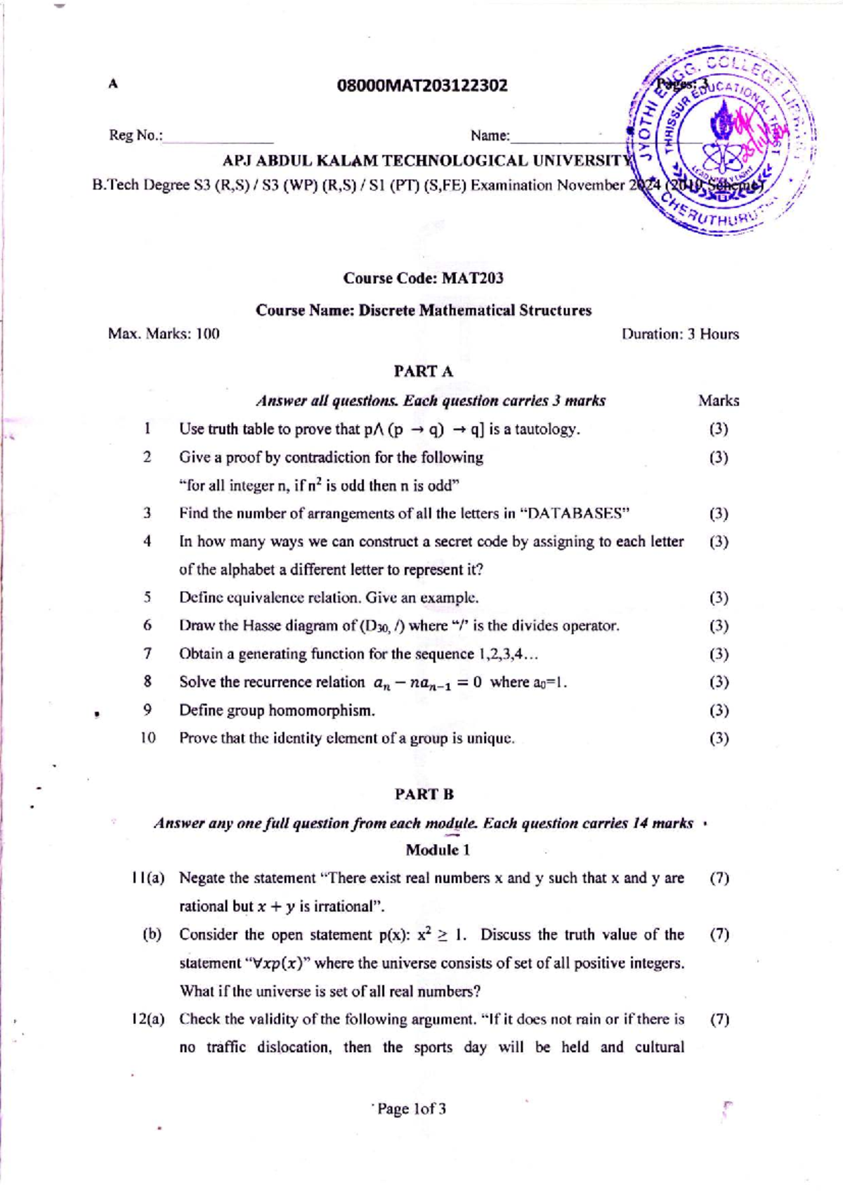 MAT203 Final Exam Notes: Discrete Mathematical Structures - Studocu