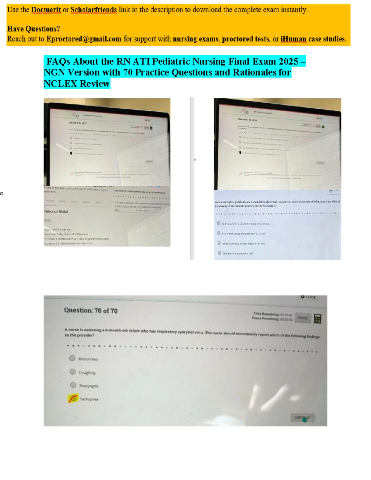 ATI RN Pediatric Proctored Exam Study Guide 2025: 70 NGN Qs & Answers ...