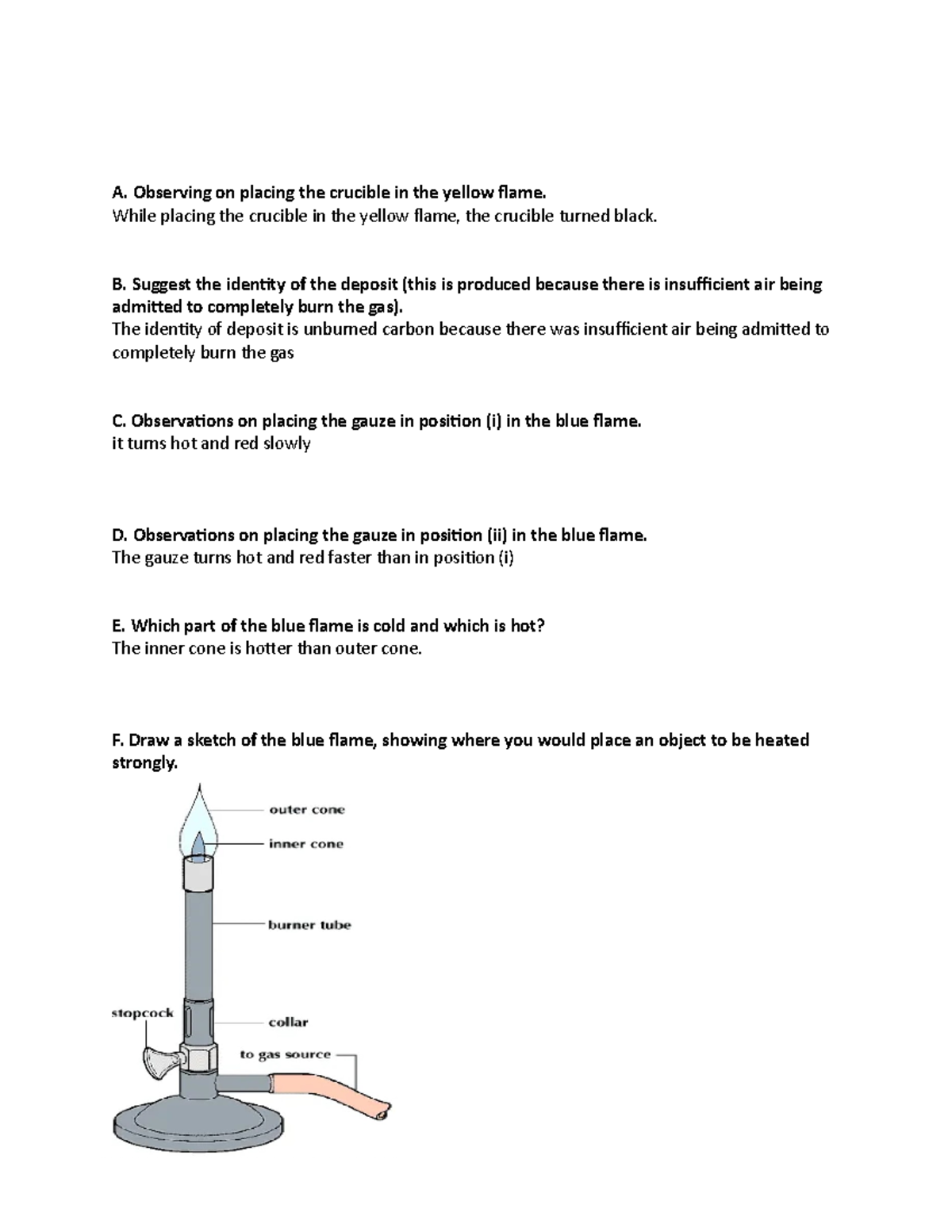 Lab Report #1: Crucible Heating Observations and Burner Analysis - Studocu