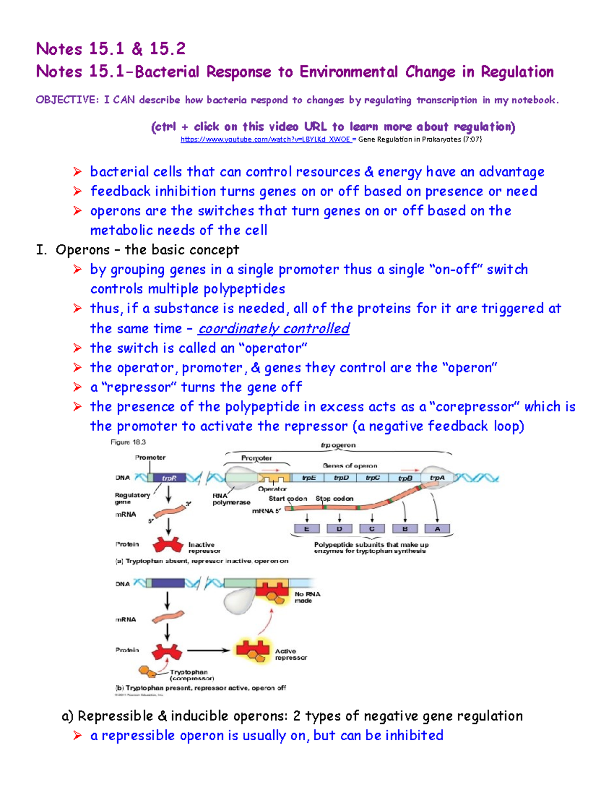 Notes 15: Gene Regulation in Prokaryotes & Eukaryotes - Studocu