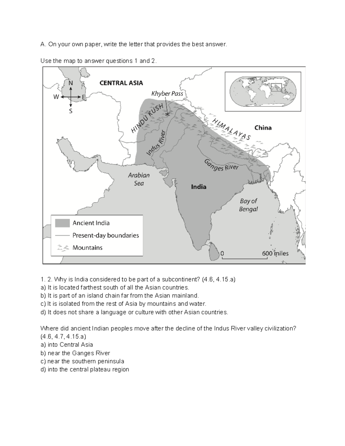 Interactive Study Guide for Ancient India (Course Code: 4.15) - A. On ...