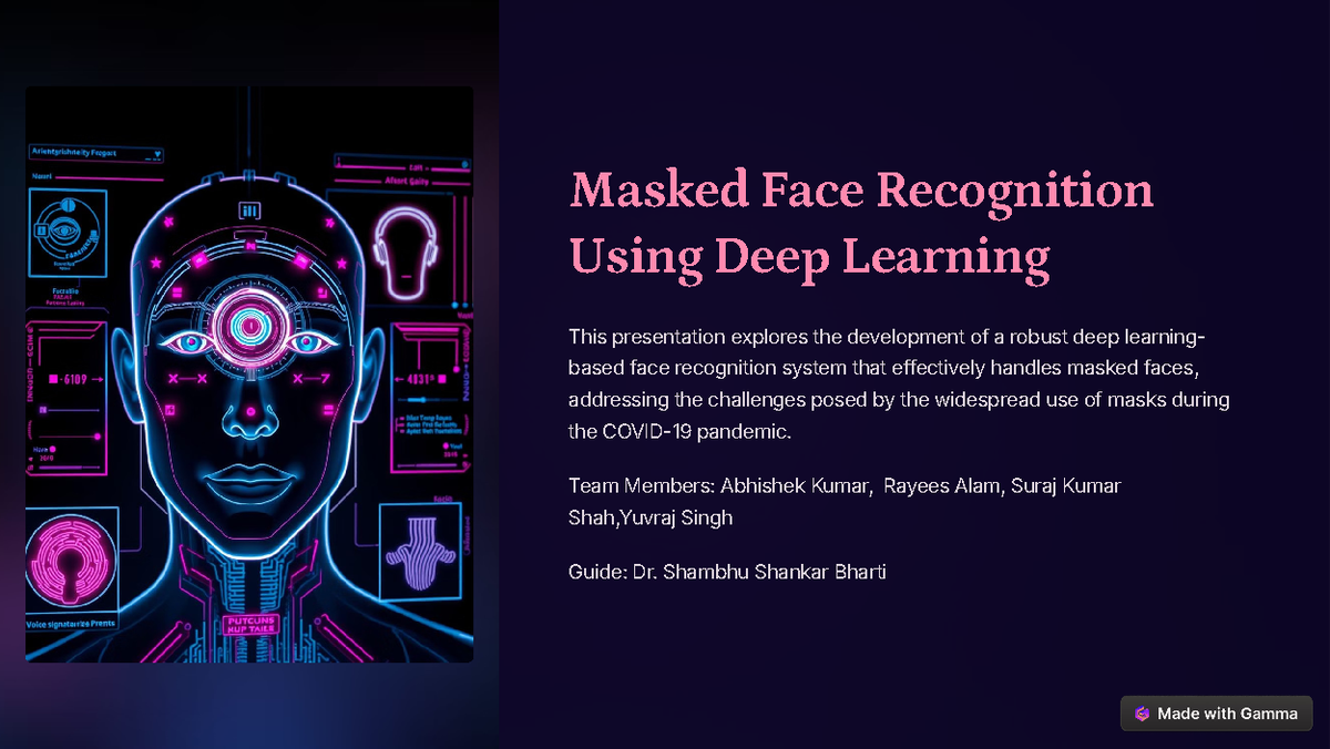 Masked Face Recognition - Masked Face Recognition Using Deep Learning This presentation explores ...
