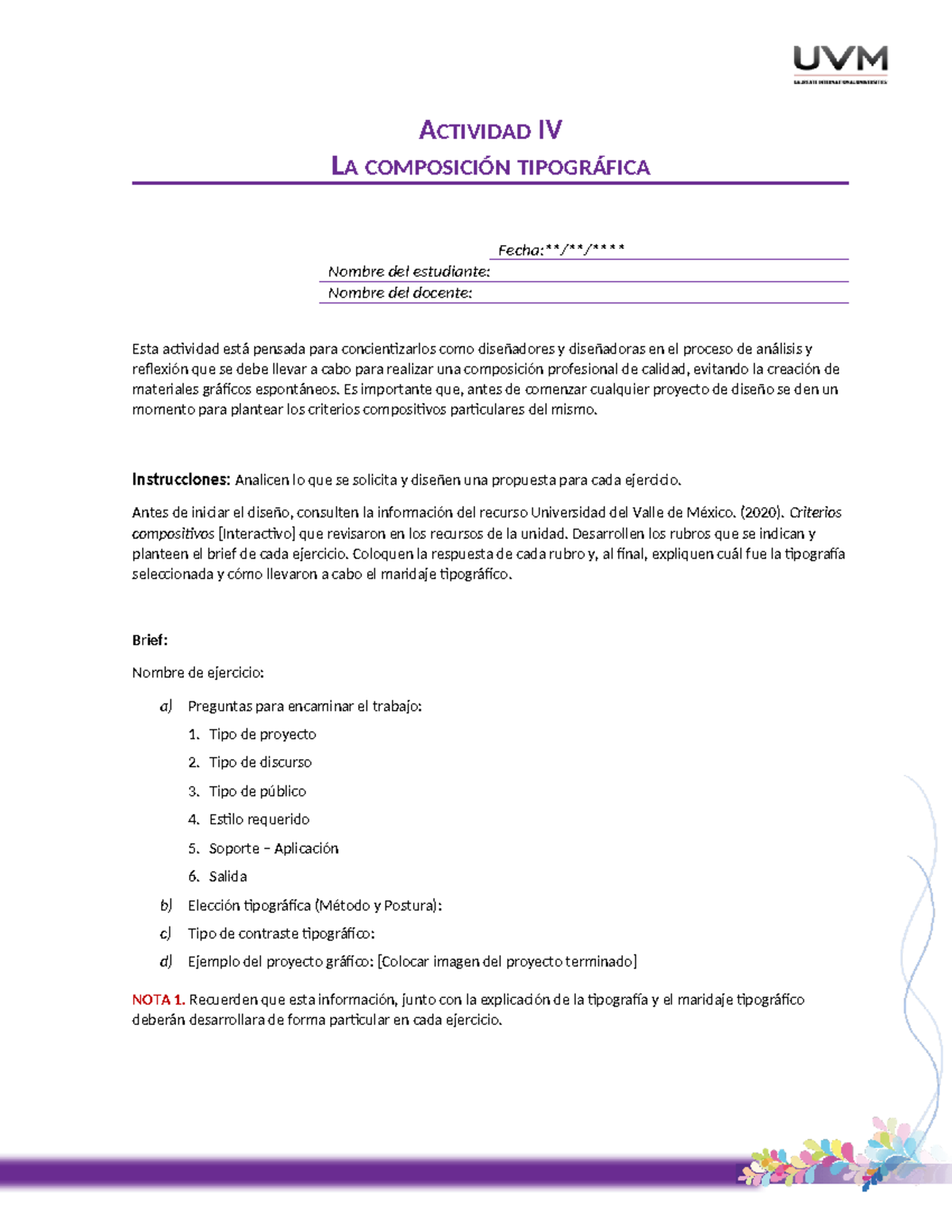 U2 Actividad IV: Composición Tipográfica y Ejercicios de Diseño - Studocu