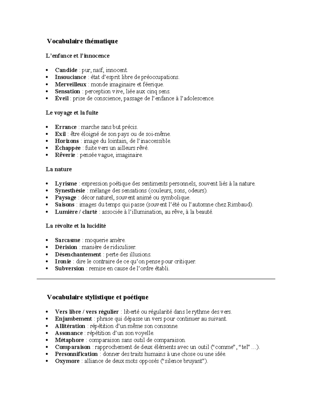 Vocabulaire thématique et stylistique de Rimbaud : Analyse et Concepts ...