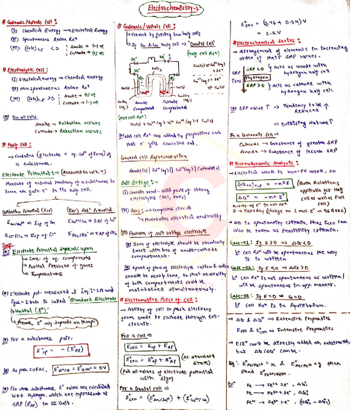 Electrochemistry - EC Notes: Redox Reactions and Cell Potentials - Studocu