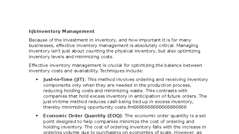 Inventory Management & Debtor Accounts: Key Concepts and Techniques ...