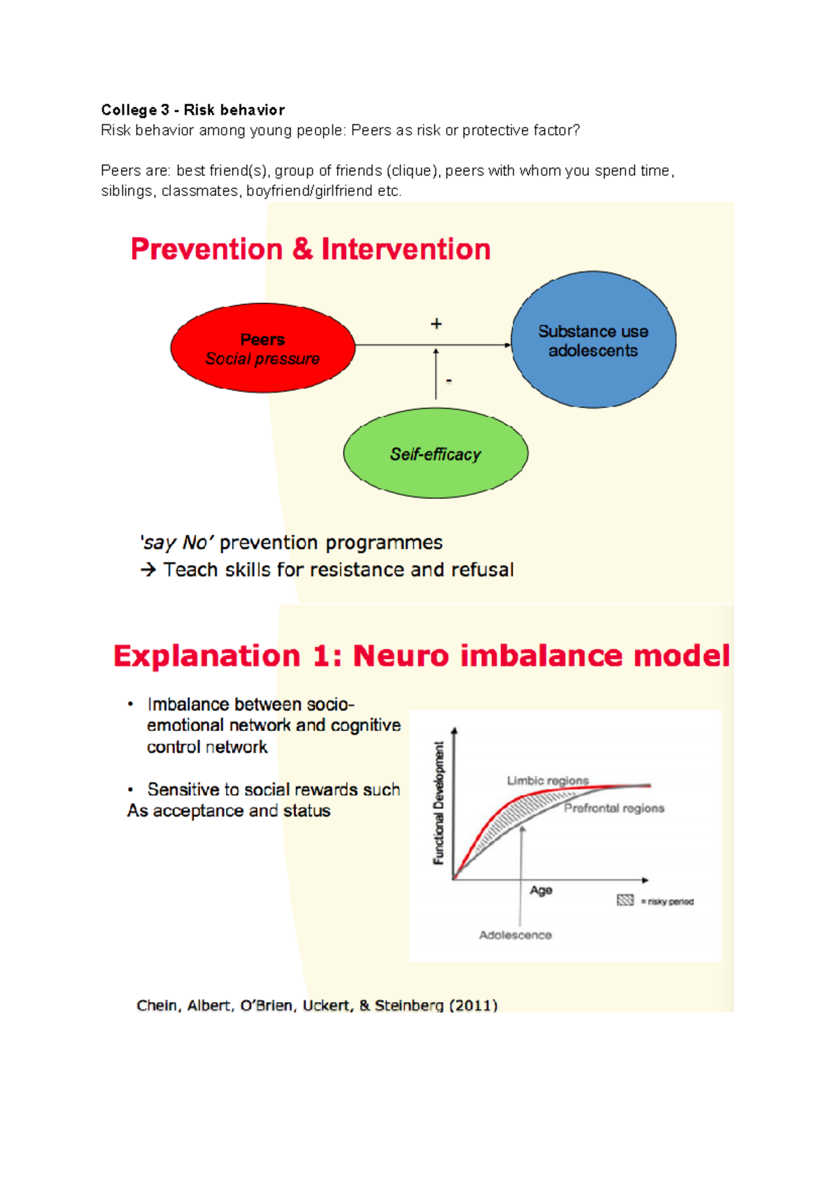 College 3 - Understanding Risk Behavior in Young Adults - Studeersnel