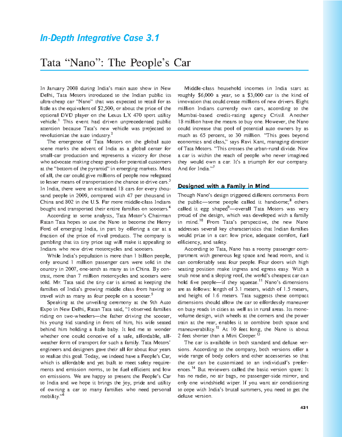 Integrative Case Study 3.1: Tata Nano - Revolutionizing Affordable Cars ...