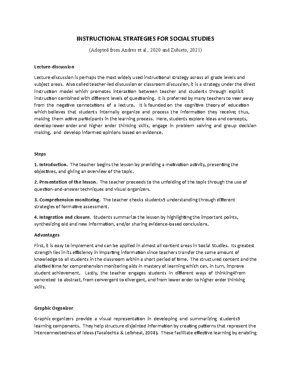 Teaching Strategies in Social Studies (SS) for Effective Learning - Studocu