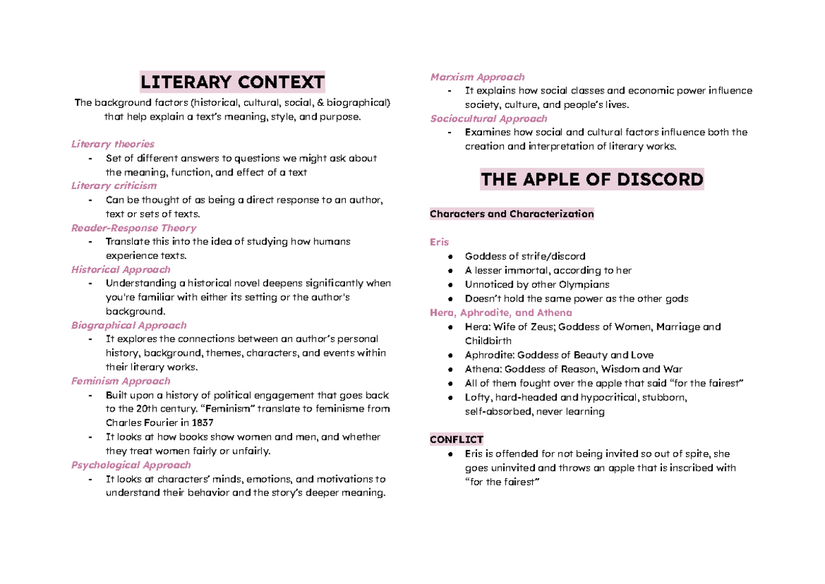 Dysanco 1st Midterm Review: Literary Context & The Iliad Analysis - Studocu