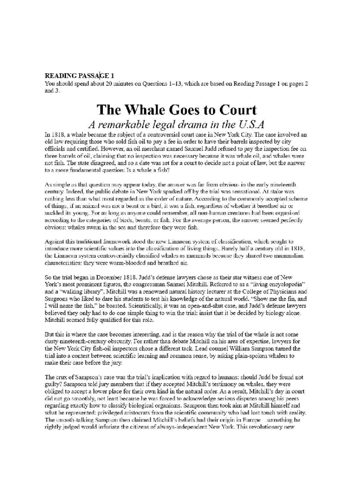 The Whale Goes to Court: A Landmark 1818 Legal Case on Classification ...