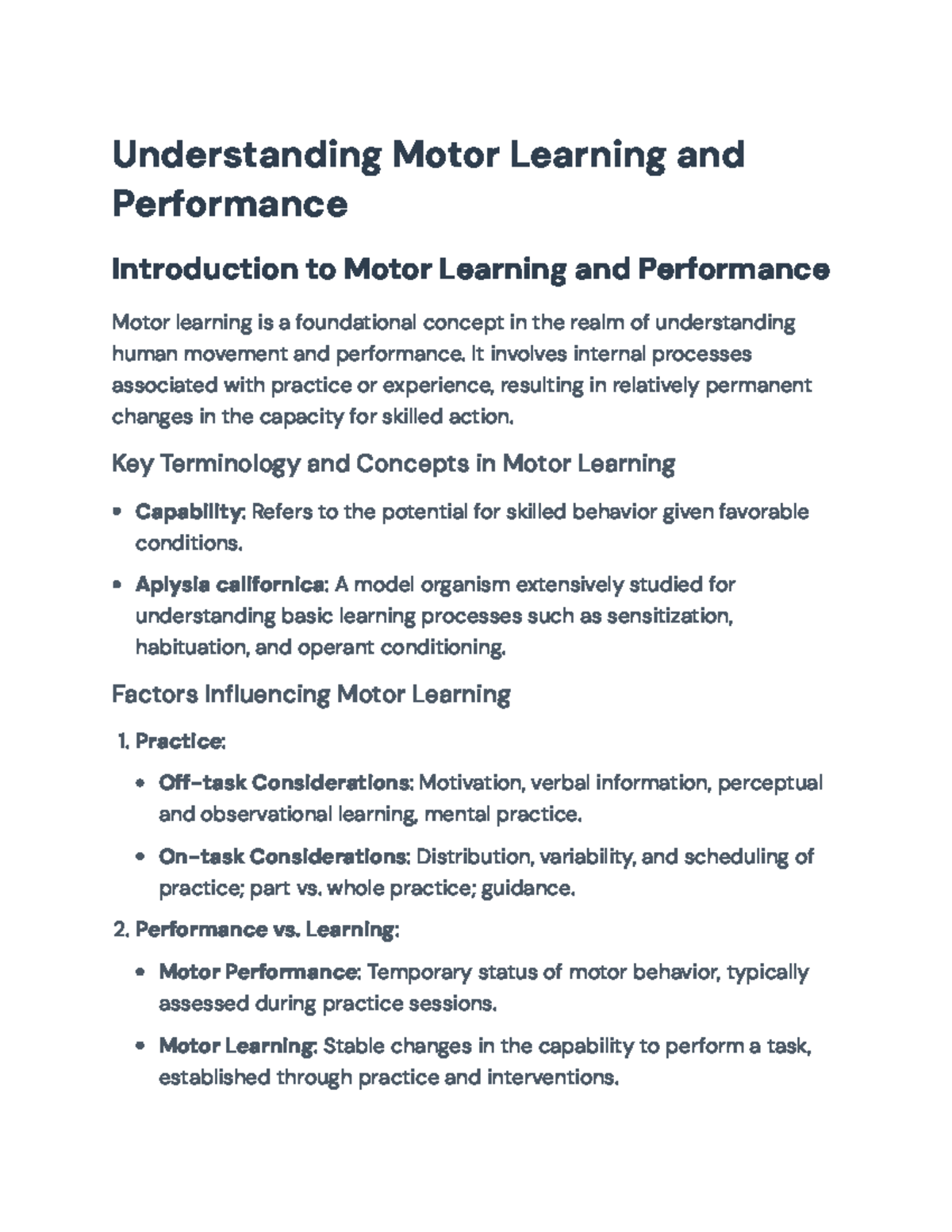 Understanding Motor Learning & Performance: Key Concepts and Theories ...