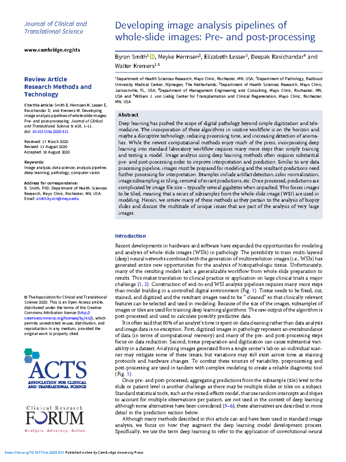 Developing Image Analysis Pipelines in Clinical & Translational Science ...