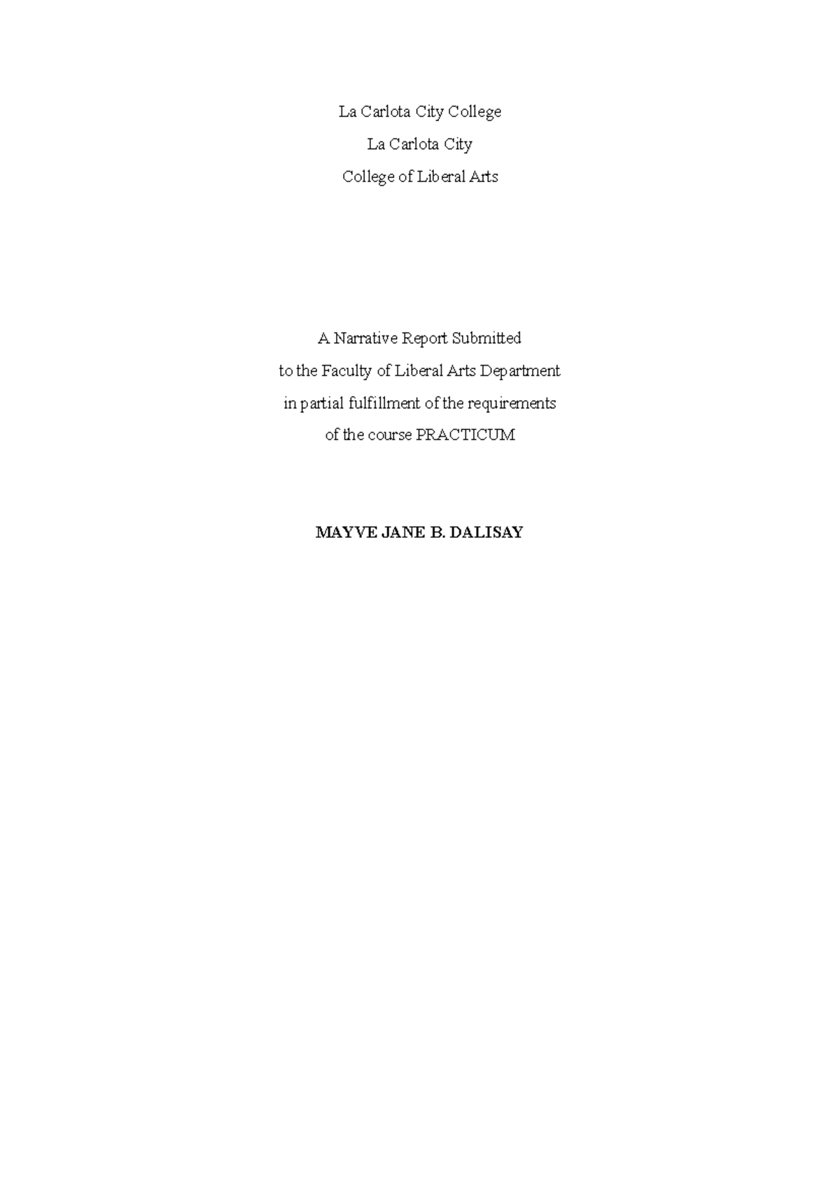 PRACTICUM Narrative Report for AB English Language Studies - Studocu