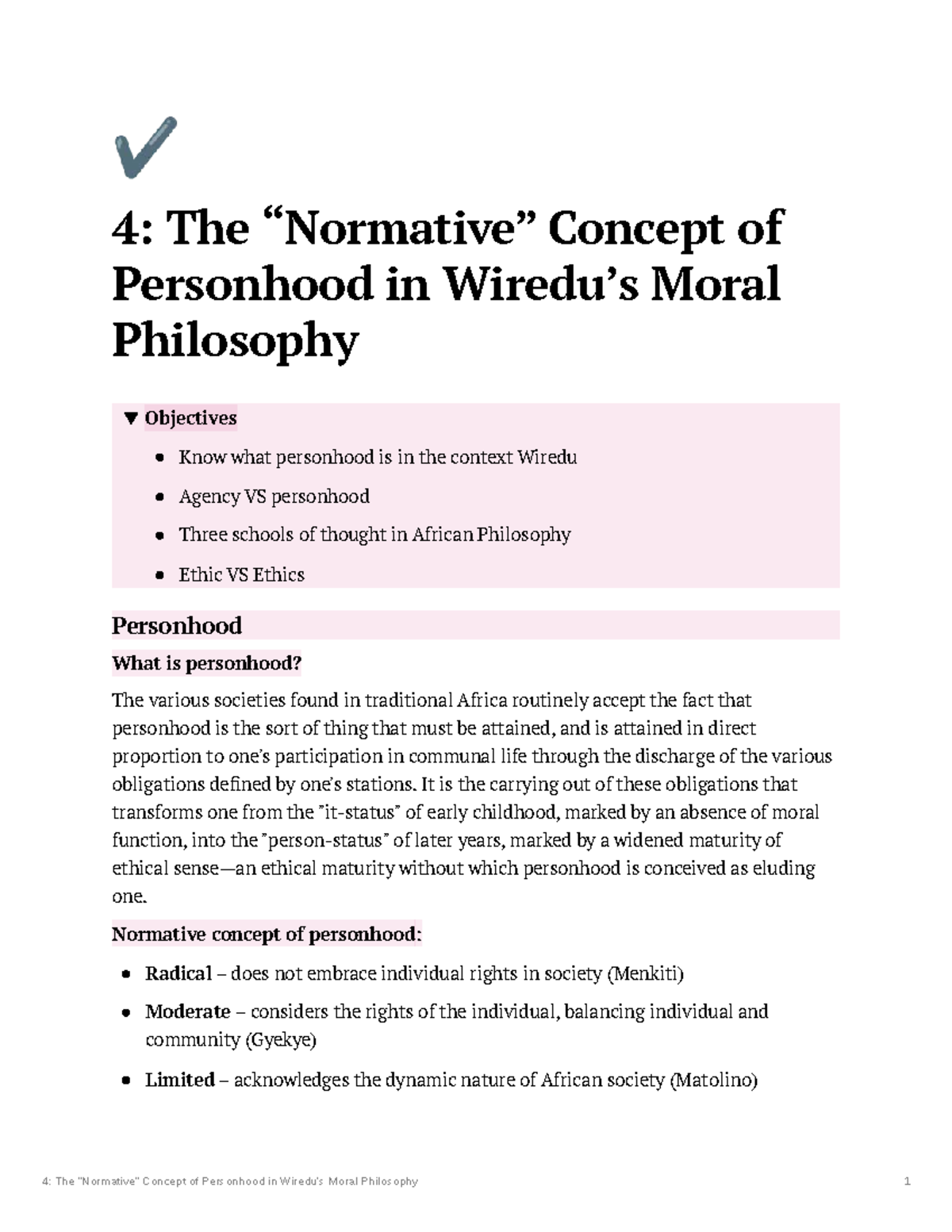 4: The Normative Concept of Personhood in Wiredu's Moral Philosophy ...