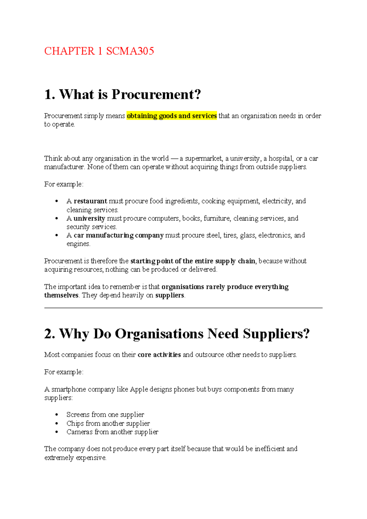 Chapter 1 SCMA305 - Procurement Processes and Supply Management ...