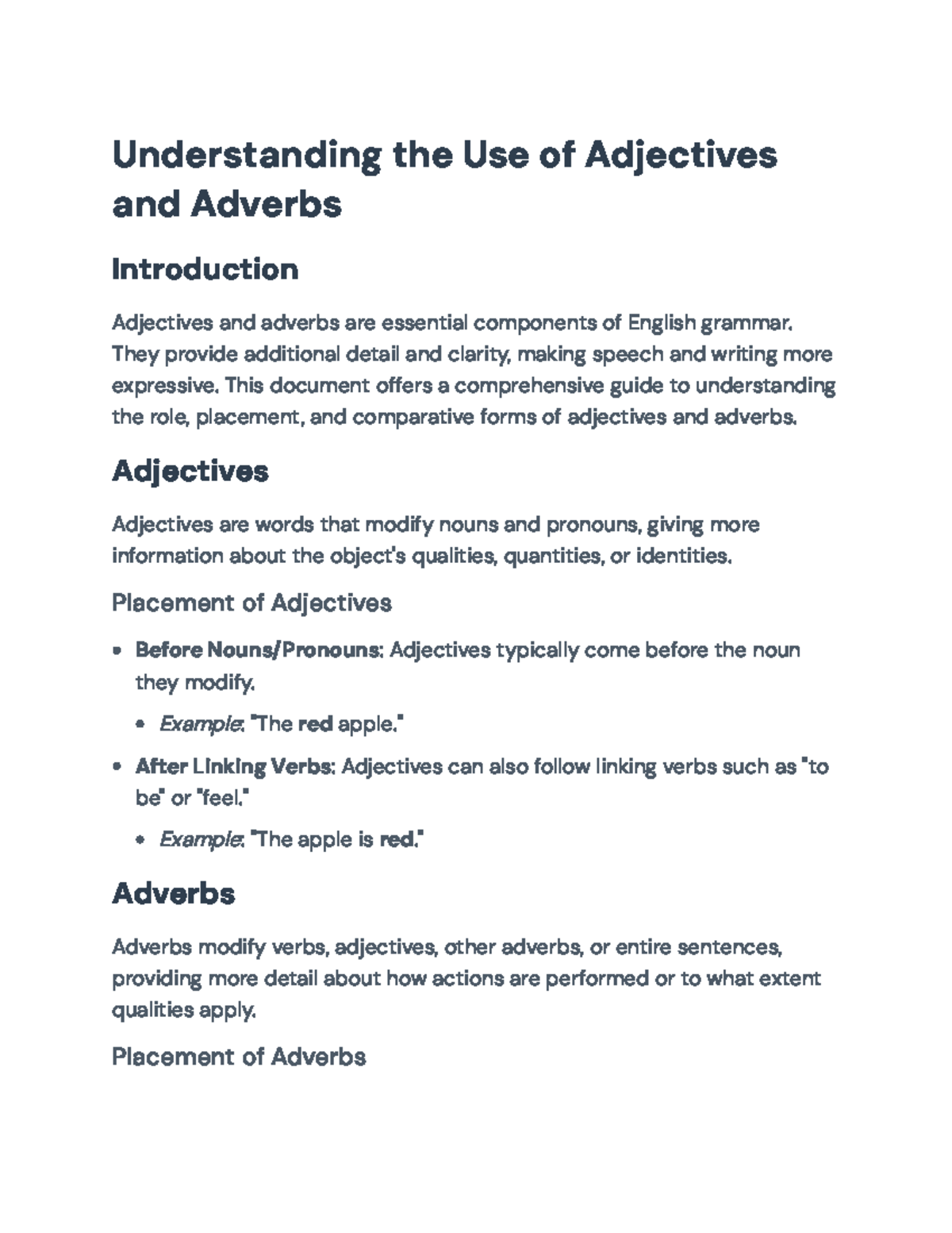 Understanding Adjectives and Adverbs: A Comprehensive Guide ...