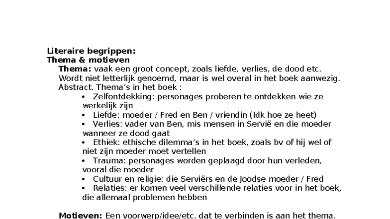 Literaire Begrippen en Motieven in Zelfontdekking (NL) - Studeersnel