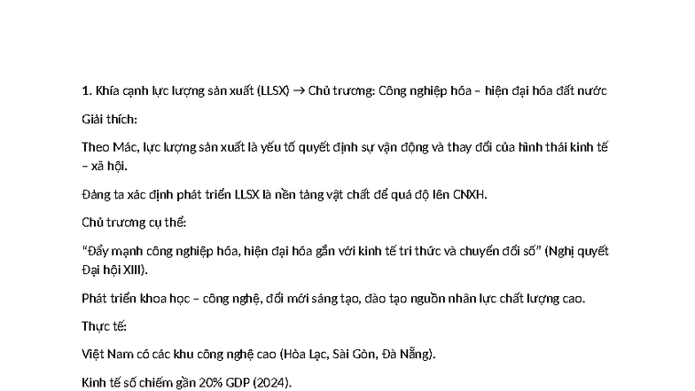 Khía cạnh LLSX và QHSX trong CNH-HĐH Việt Nam - Tài liệu tham khảo ...