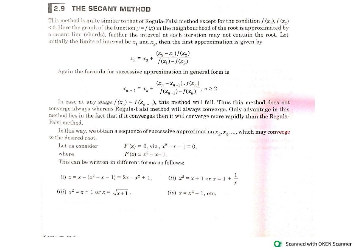 Secant Method Overview and Examples - MATH 2.9 - Studocu