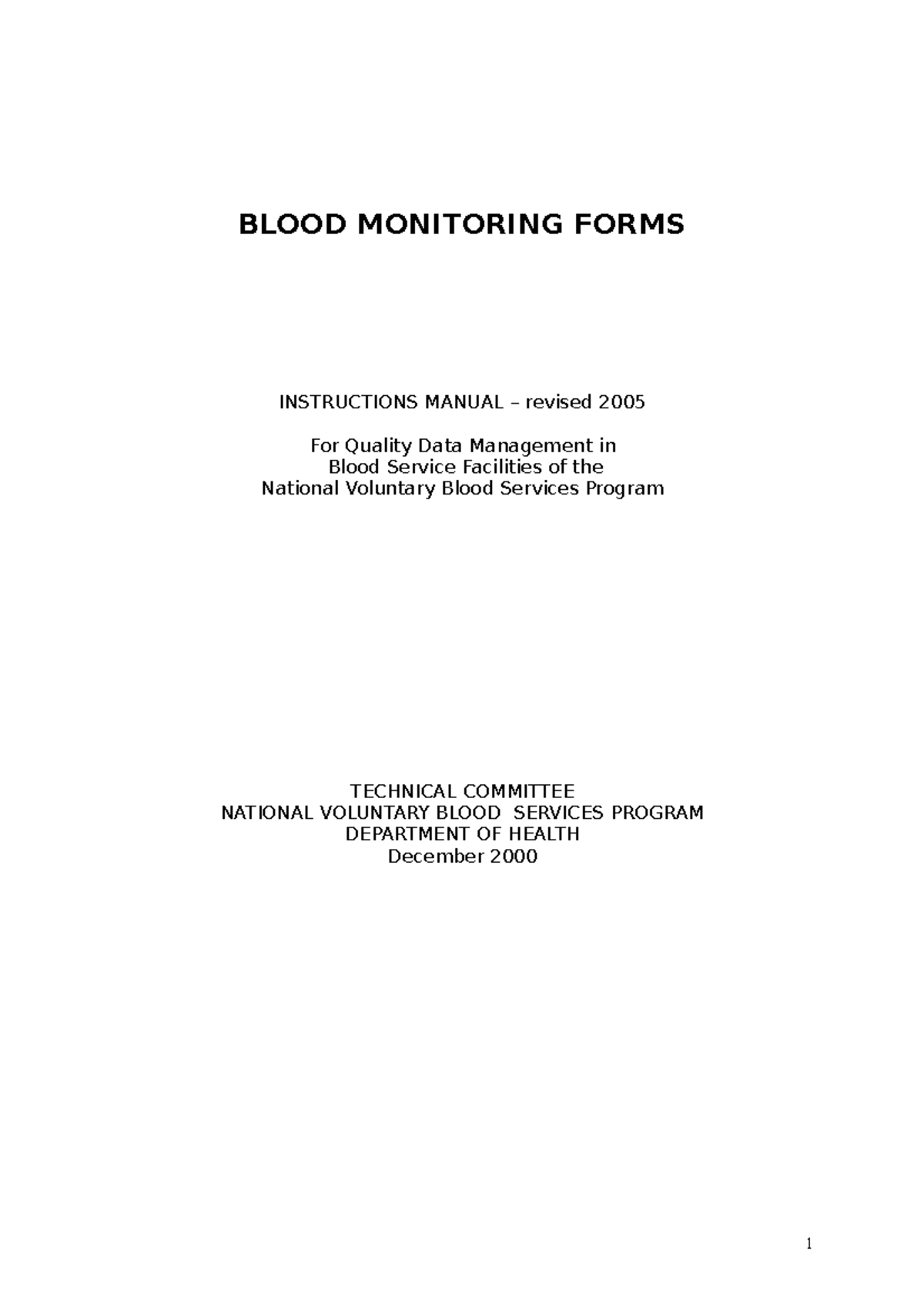 BM Forms - Blood Monitoring Instructions Manual (Revised 2005) - Studocu