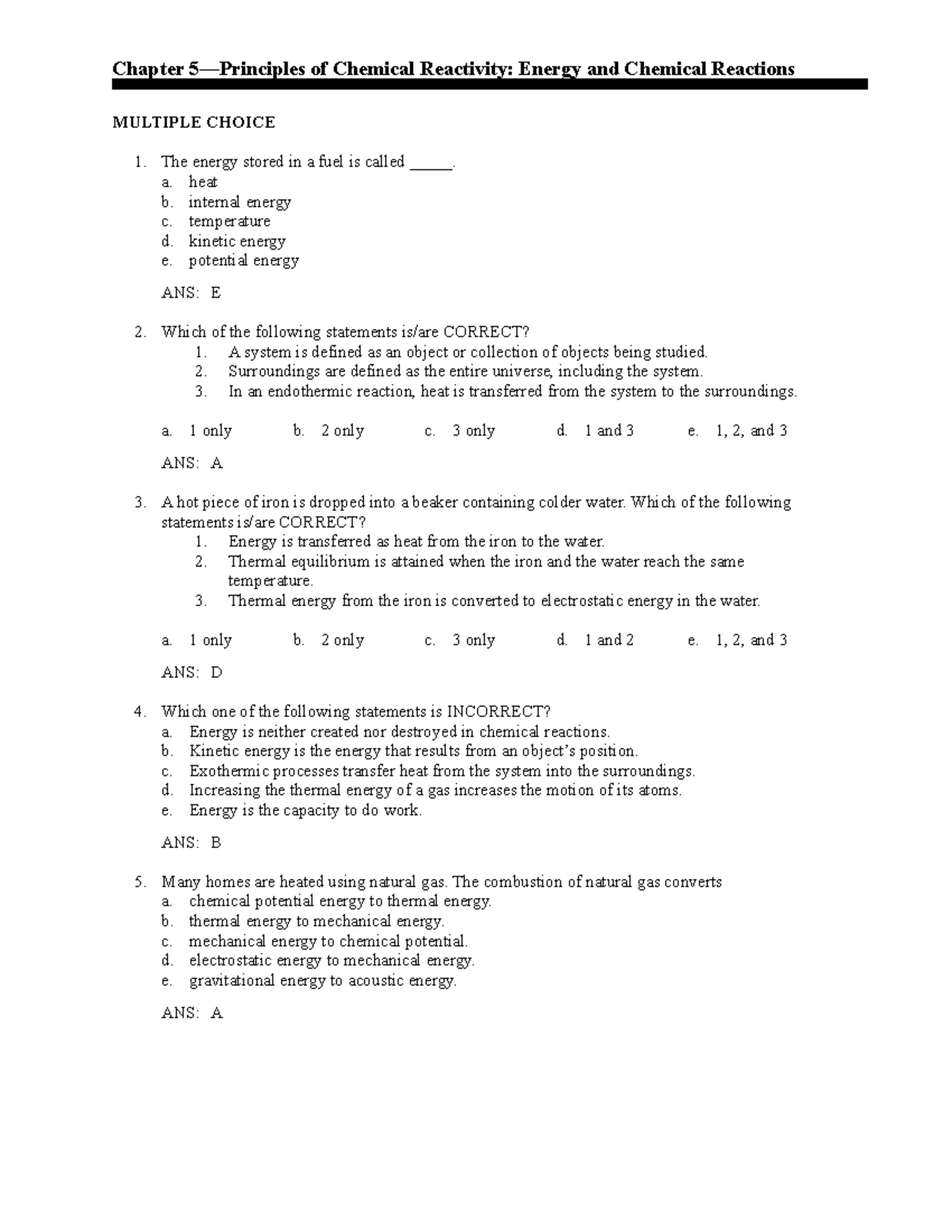 Kotz 9e Chemistry Final Exam Review: Energy & Chemical Reactions - Studocu