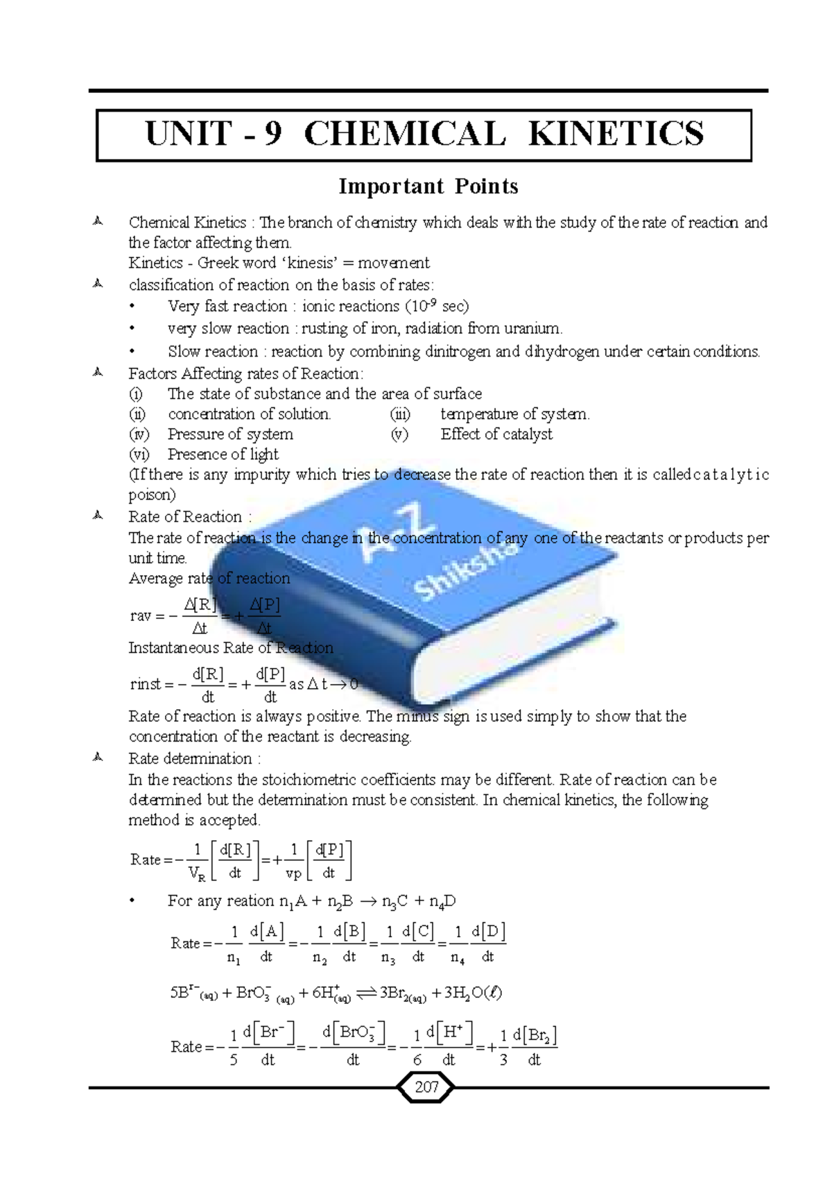 UNIT 9 CHEMICAL KINETICS: Key Concepts and Practice Questions - Studocu