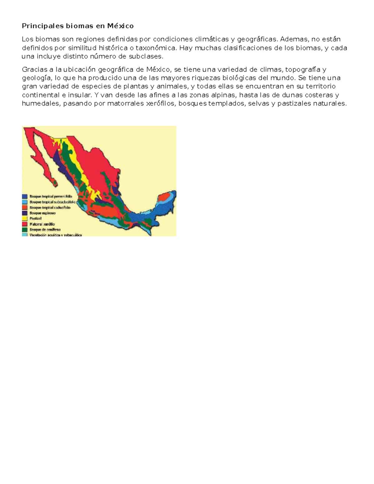 Biomas de México: Clasificación y Características Terrestres y Marinos ...