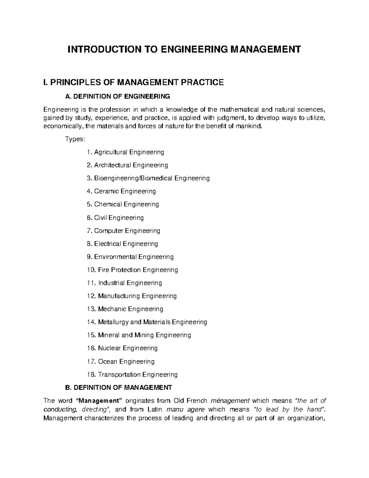 Intro TO Engineering Management - INTRODUCTION TO ENGINEERING ...