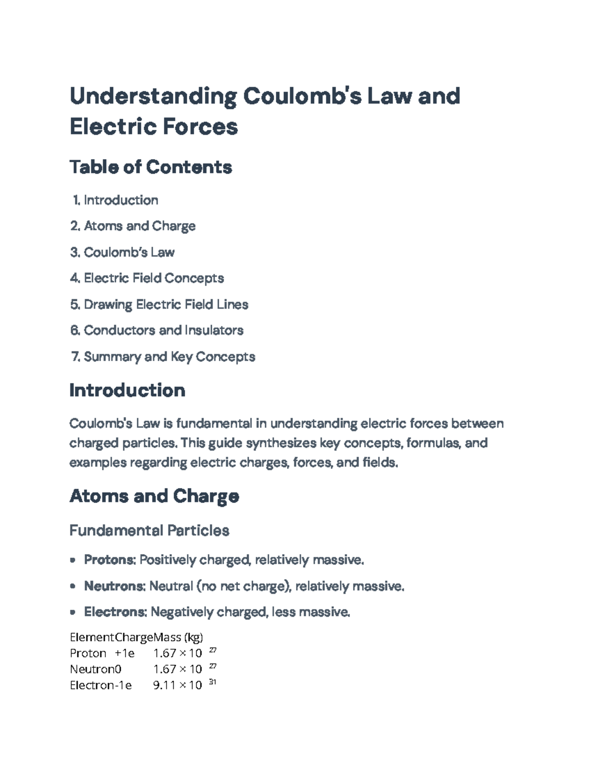Coulomb's Law and Electric Forces: Key Concepts and Formulas ...