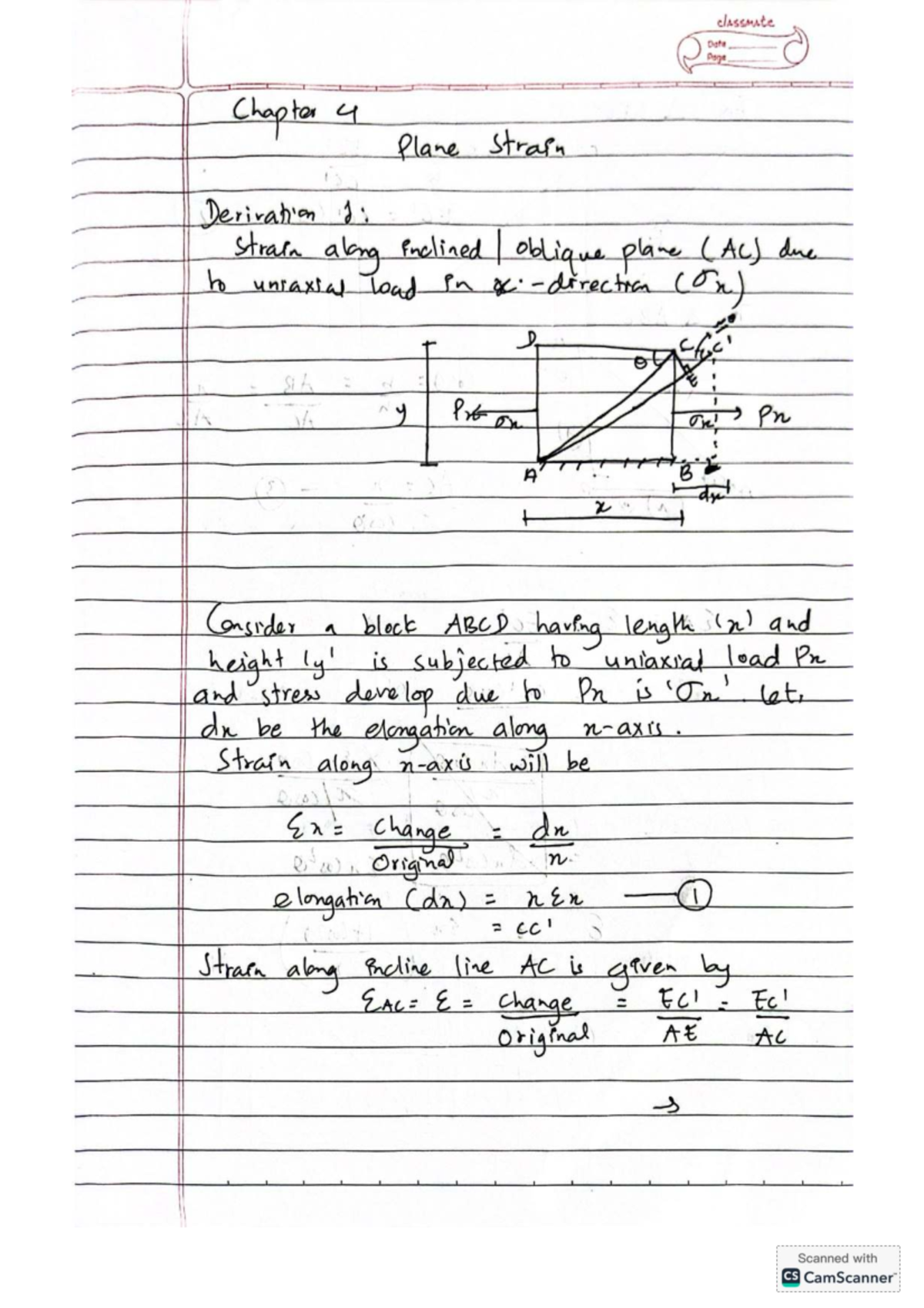 Chapter 4 - Plane Strain Derivation Notes (Classmate) - Studocu
