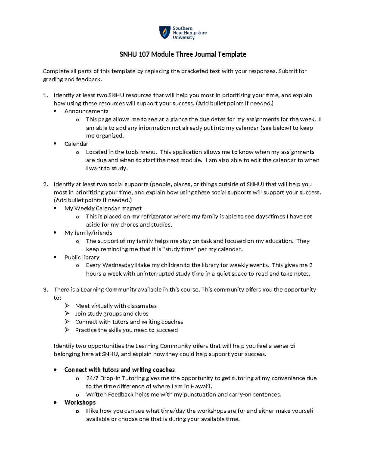SNHU 107 Module Three Journal Template - SNHU 107 Module Three Journal ...