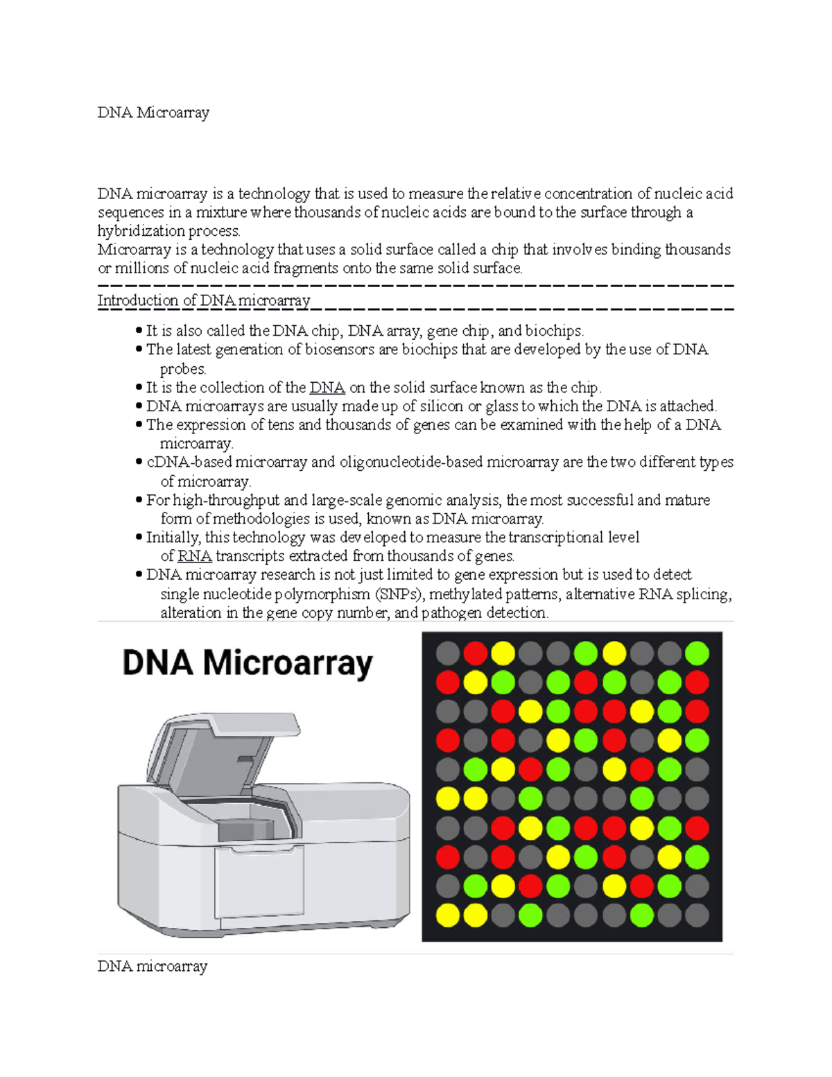 DNA Microarray Technology: Principles, Applications, and Limitations ...