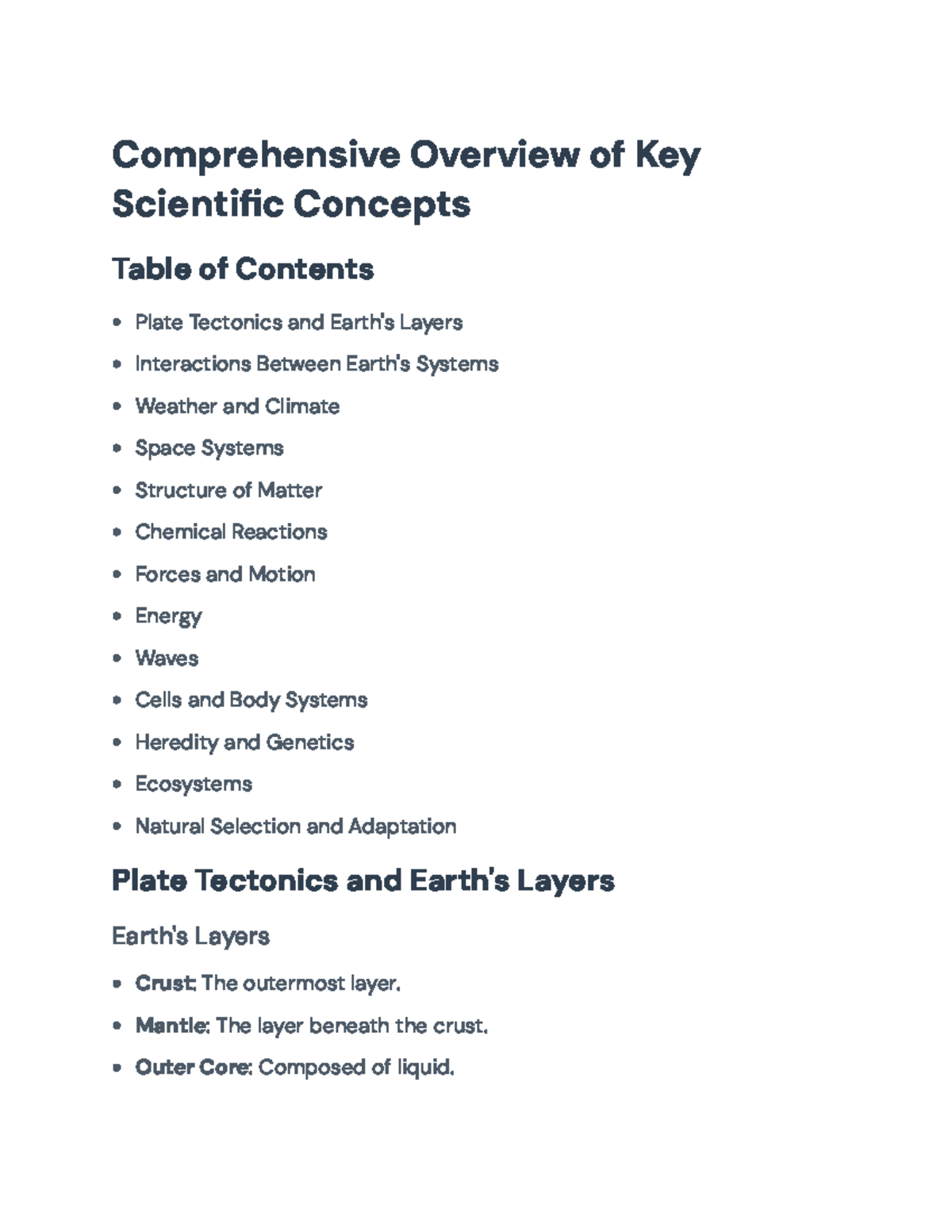 Comprehensive Overview of Scientific Concepts in Earth & Space Science ...