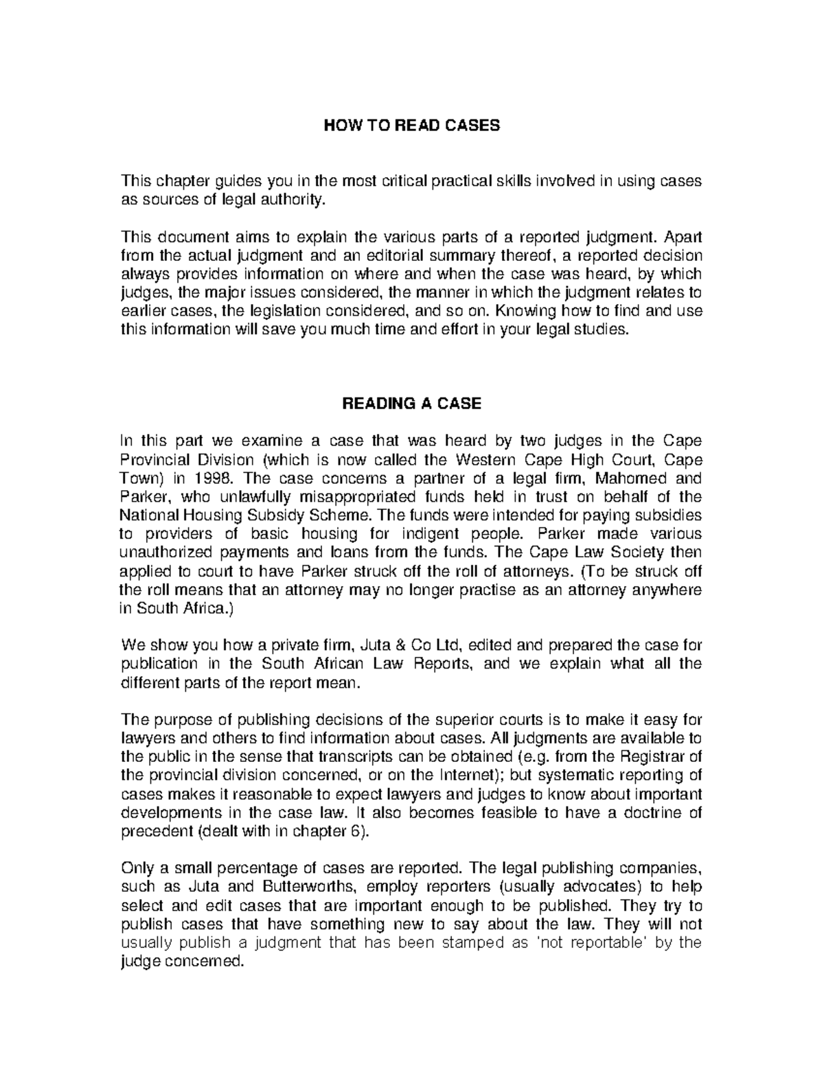 How to Effectively Read Legal Cases: A Guide - Studocu