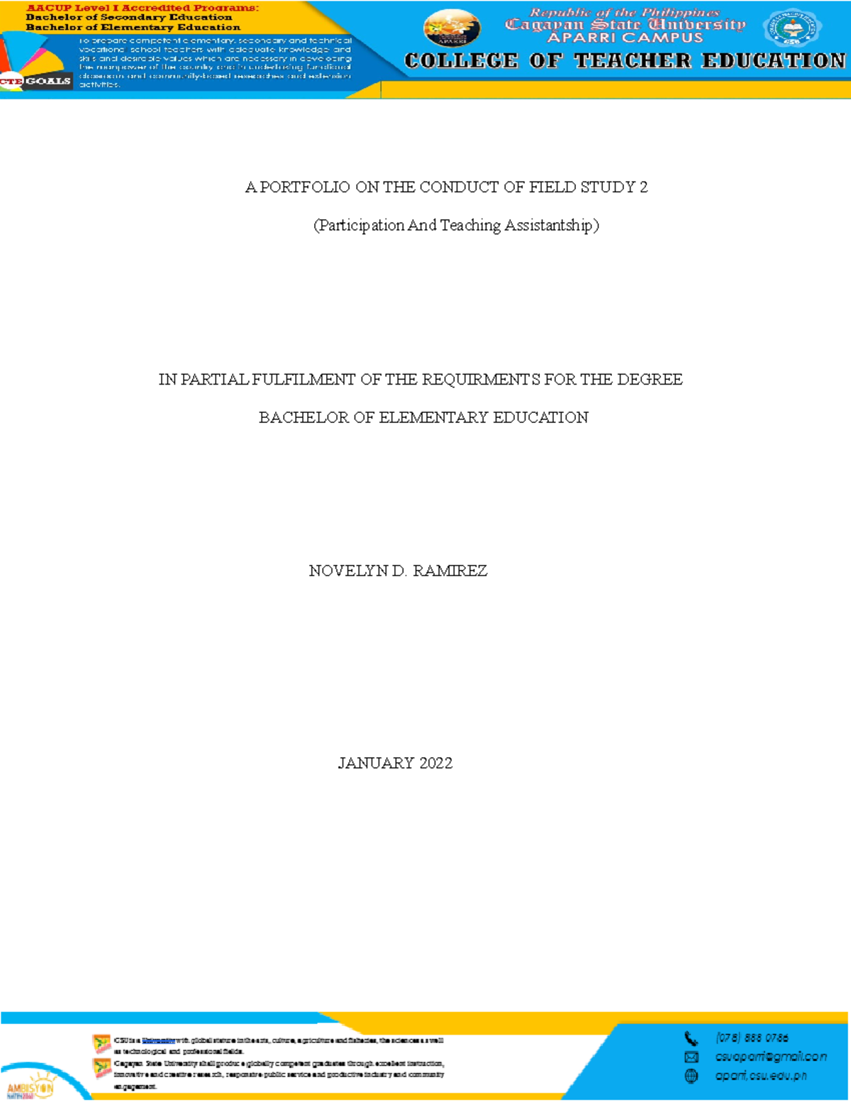 Field Study 2 (FS 2): Final Portfolio Reflection and Insights - Studocu