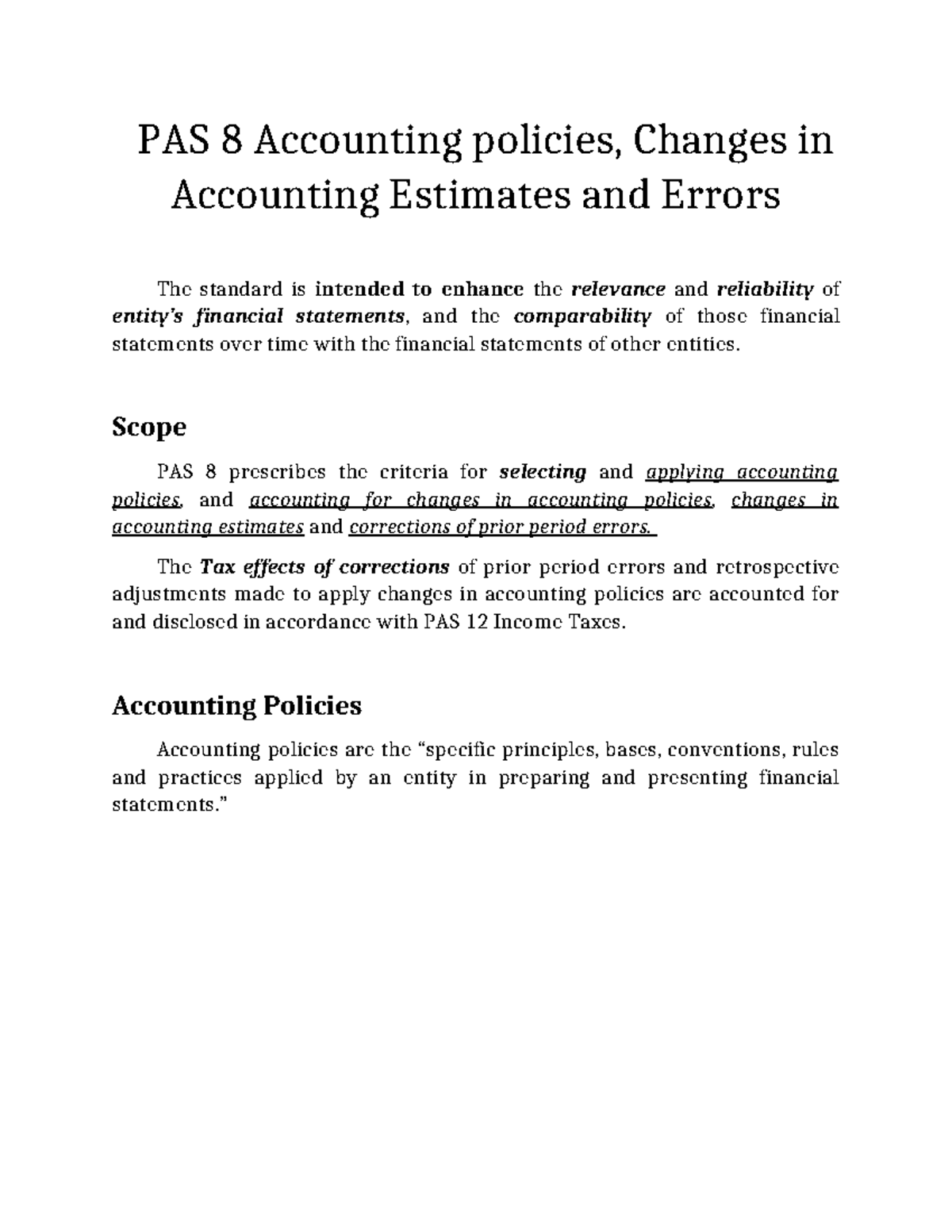 PAS 8: Accounting Policies, Estimates, and Error Corrections Explained ...