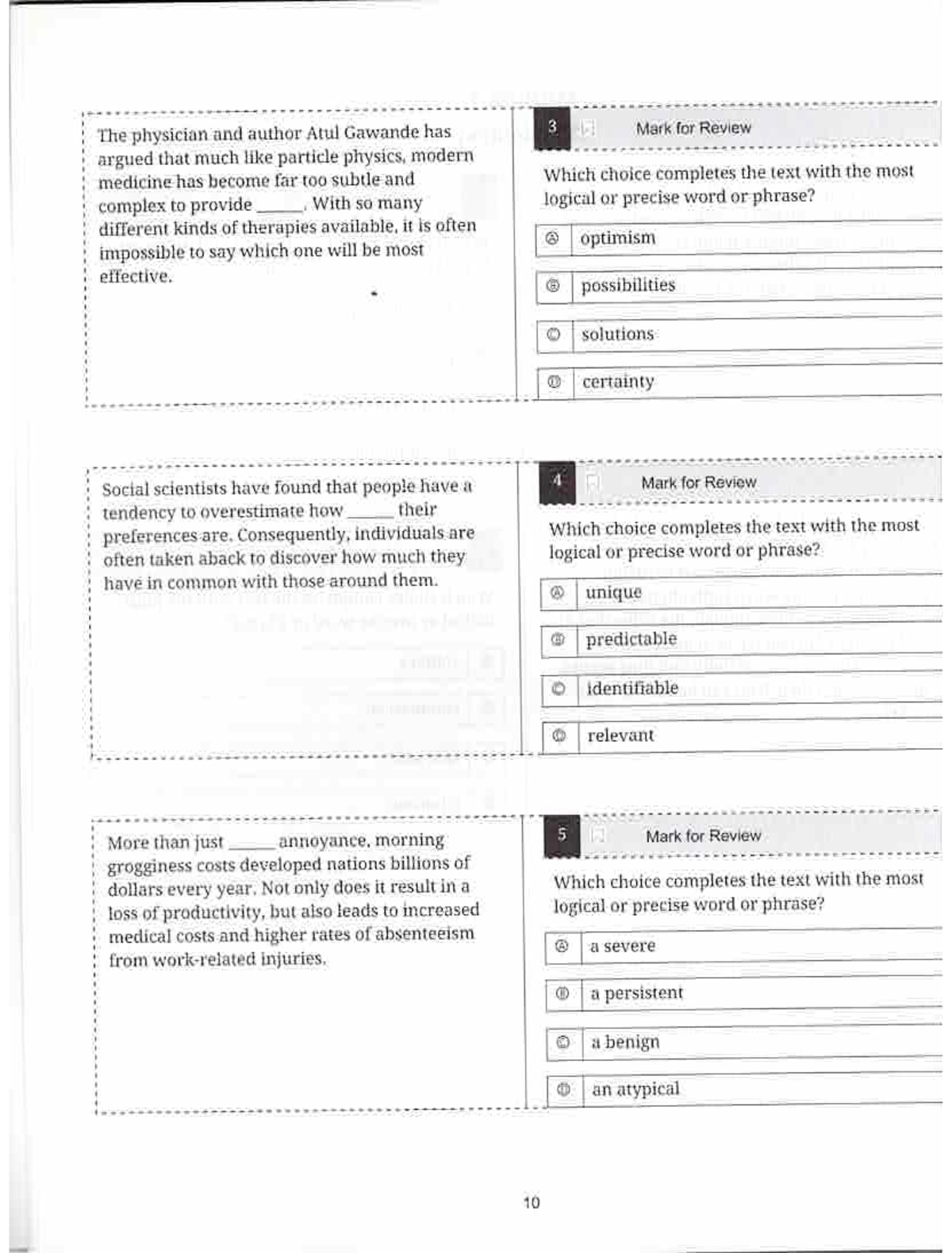 SAT Reading Comprehension Practice - Test Prep Analysis - Studocu